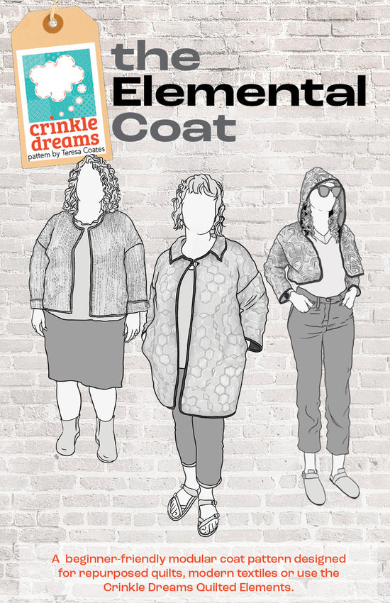 Elemental Coat quilt coat sewing pattern – Crinkle Dreams