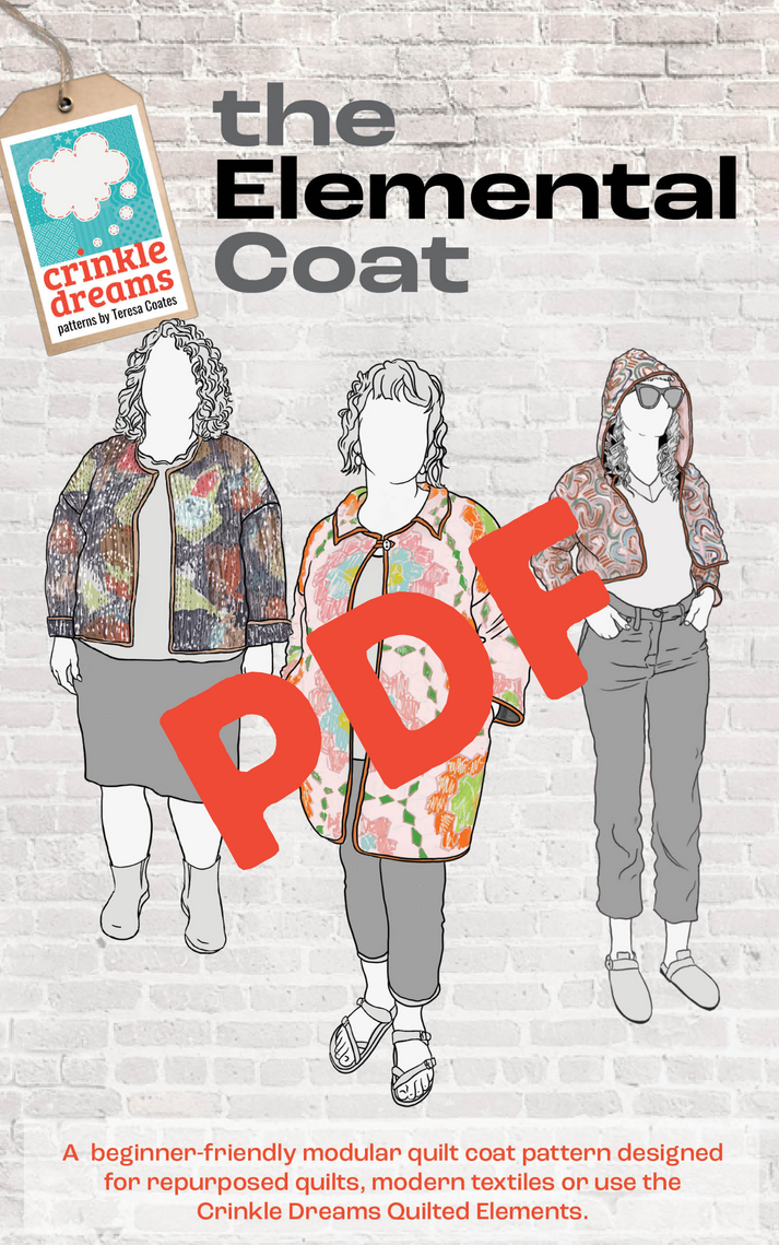Elemental Coat quilt coat sewing pattern – Crinkle Dreams